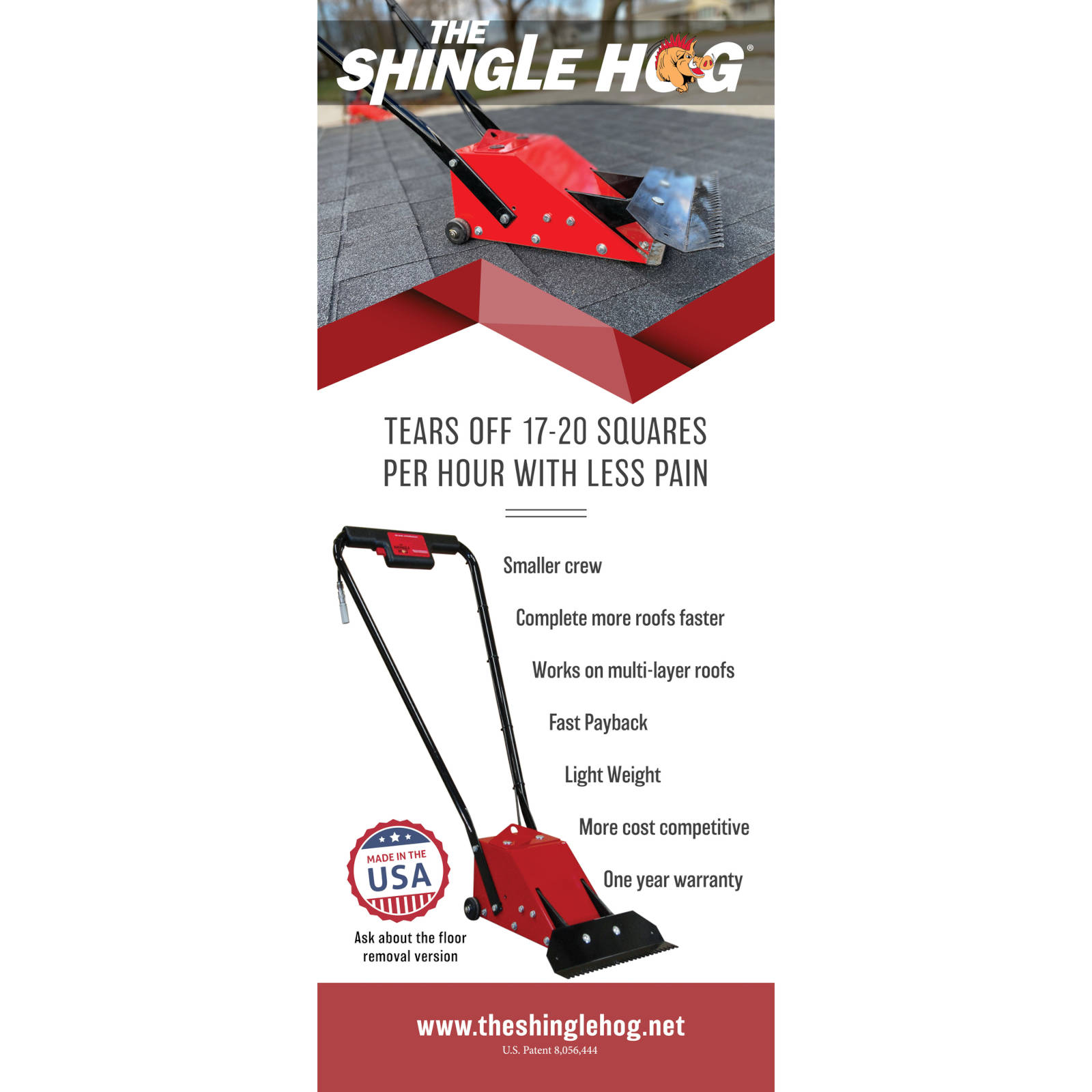 Shingle Hog Roof Shingle Remover: Air Powered